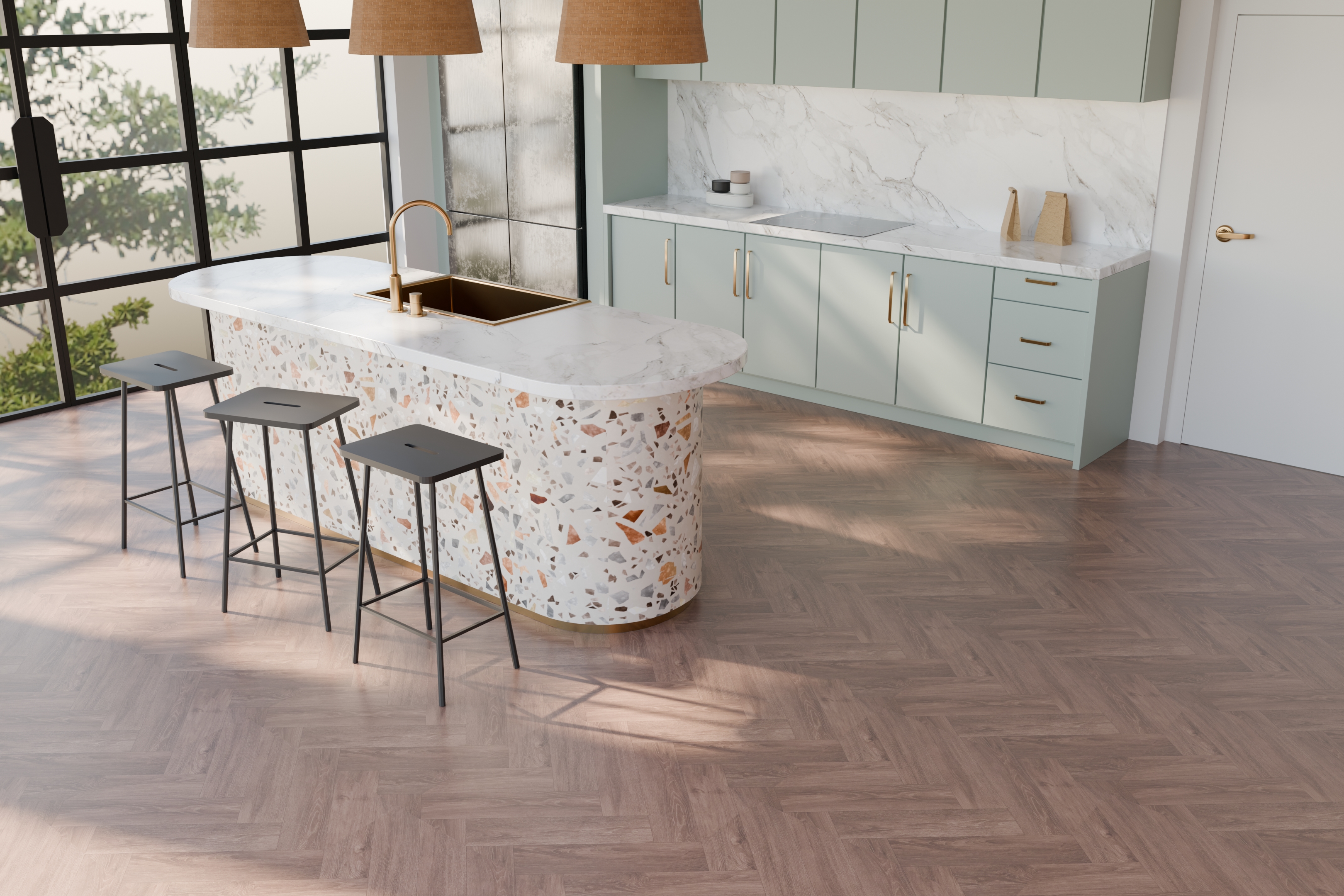 Herringbone (rybia kosť) — nadčasový trend v moderných podlahách